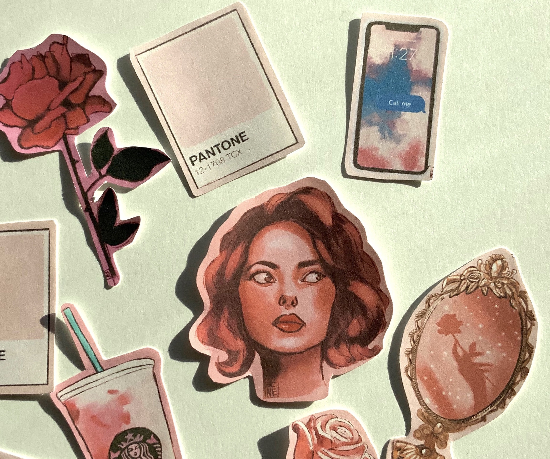 Aesthetic Pink Sticker Pack of 9 Laptop Decals Glossy | Etsy