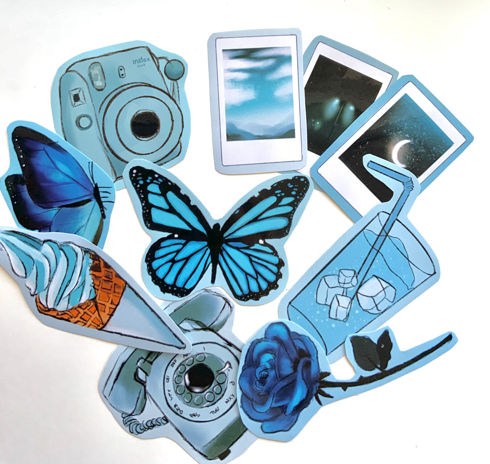 Blue Aesthetic Sticker Pack of 10 Laptop Decals Journaling | Etsy