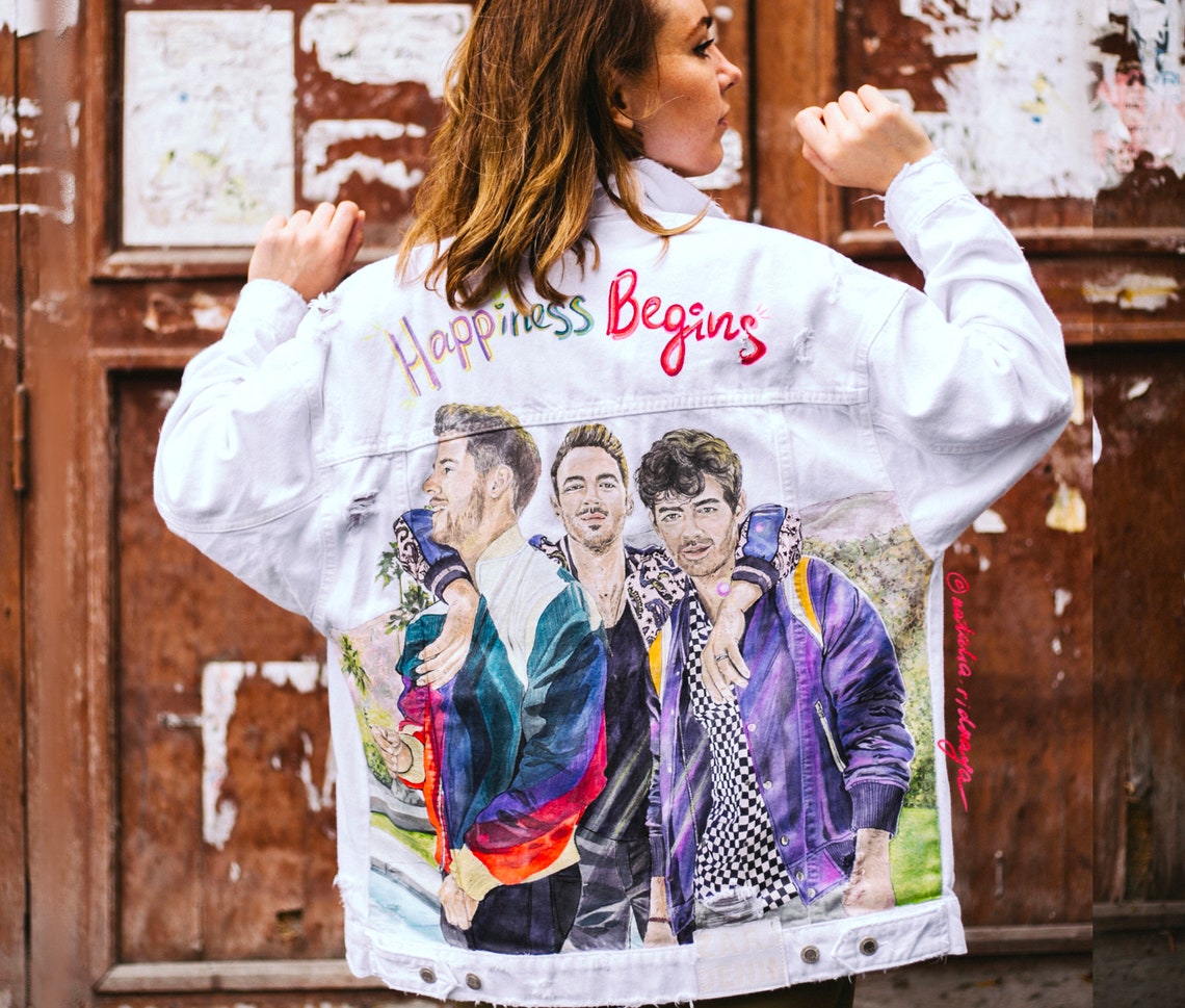 Jonas Brothers merch customized hand painted jean jacket | Etsy