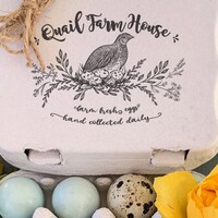 QUAIL Egg Carton Stamp | Coturnix Quail Nesting Hen | Hand Drawn ...