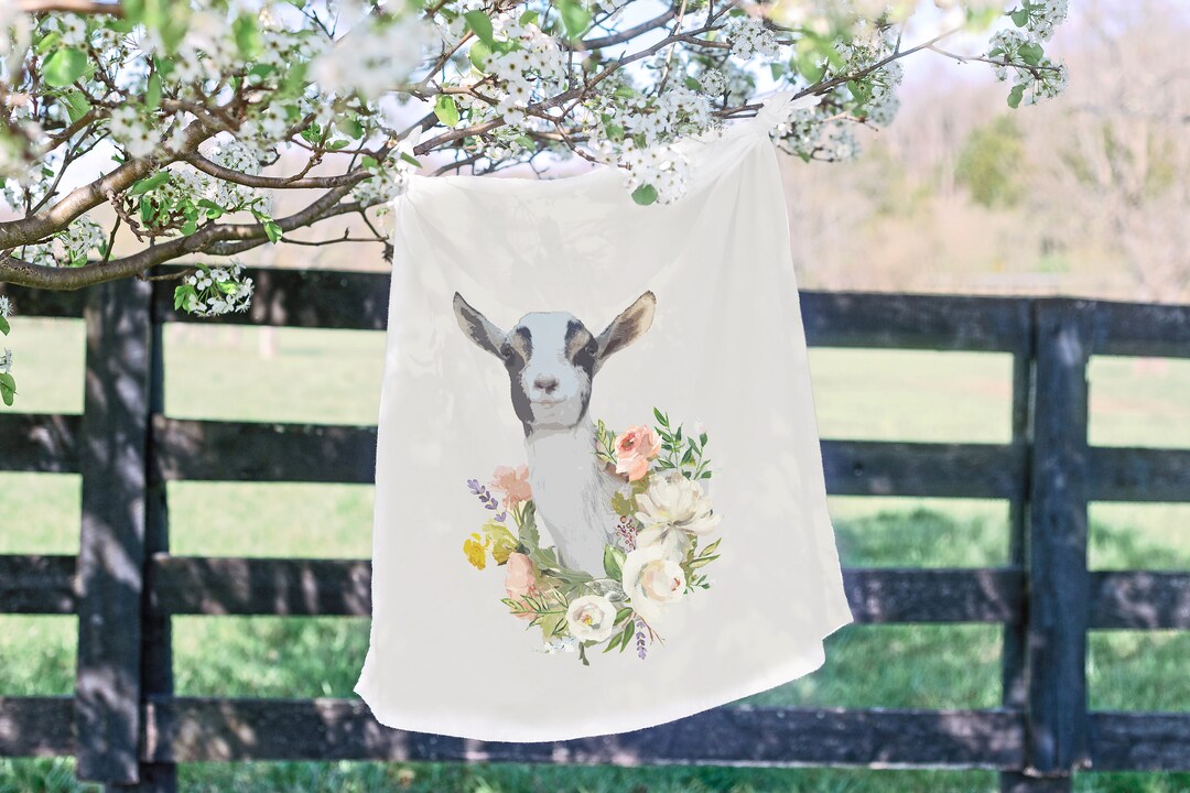 Goat Flour Sack Tea Towel - Nonbleached Tea Towel - Farm Animal Tea ...
