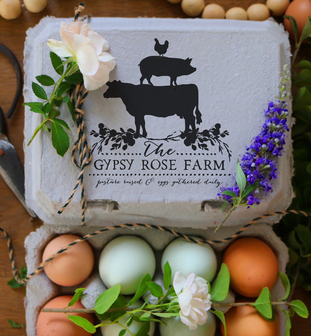 Custom Rubber Stamp - Egg Carton Stamp - Farm Stamp - Fresh Chicken ...