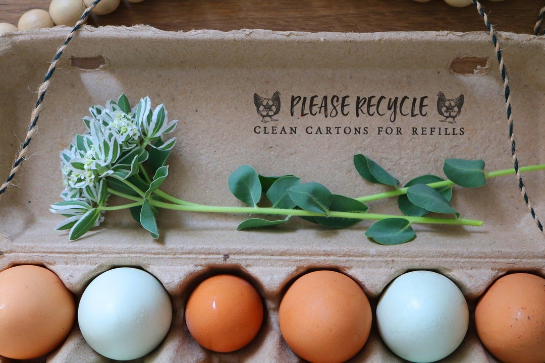 Please Recycle Clean Cartons for Refills Egg Carton Stamp - Farm Stamp ...