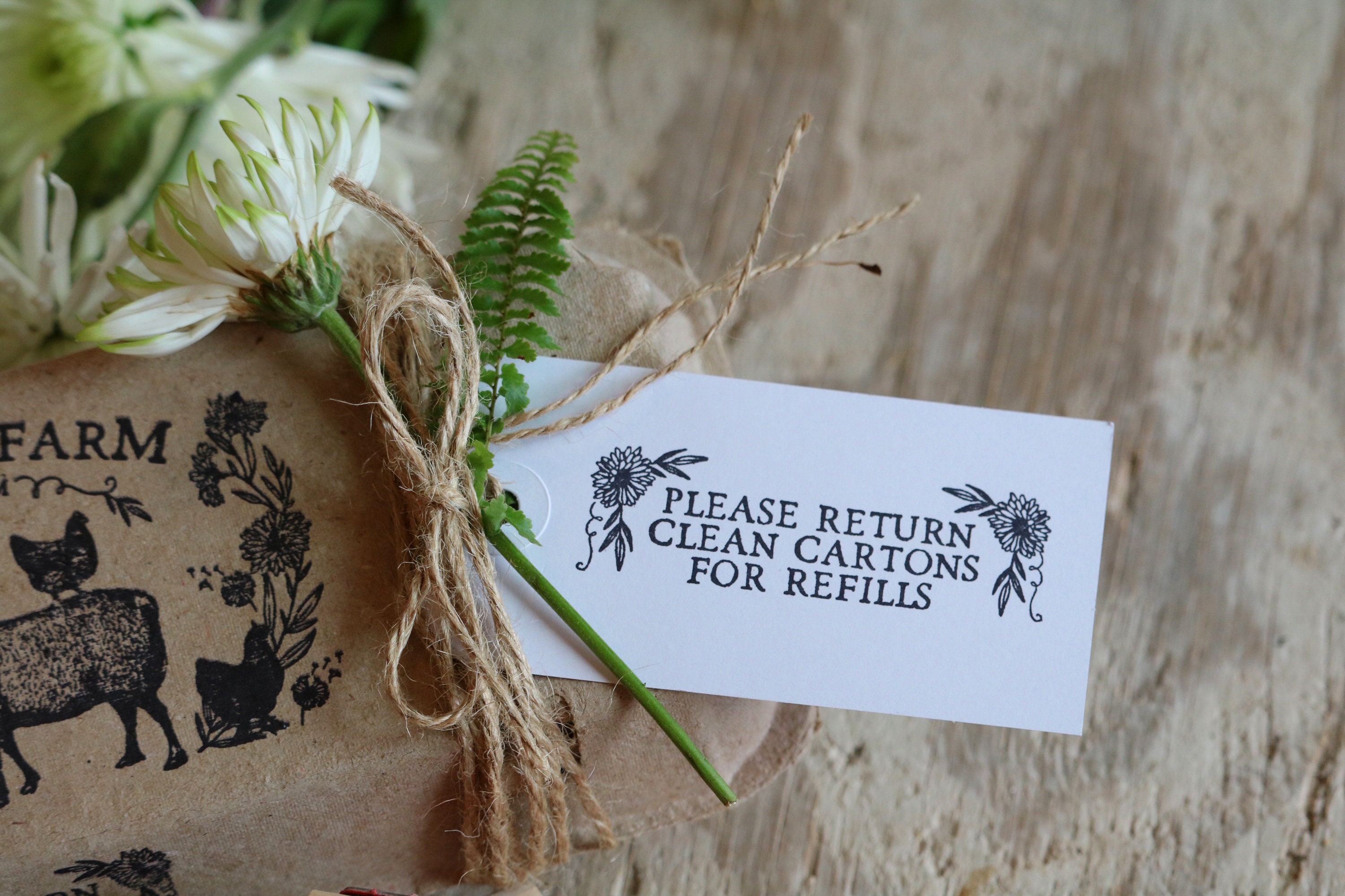 Please Return Clean Cartons For Refills Rubber Stamp Floral | Etsy