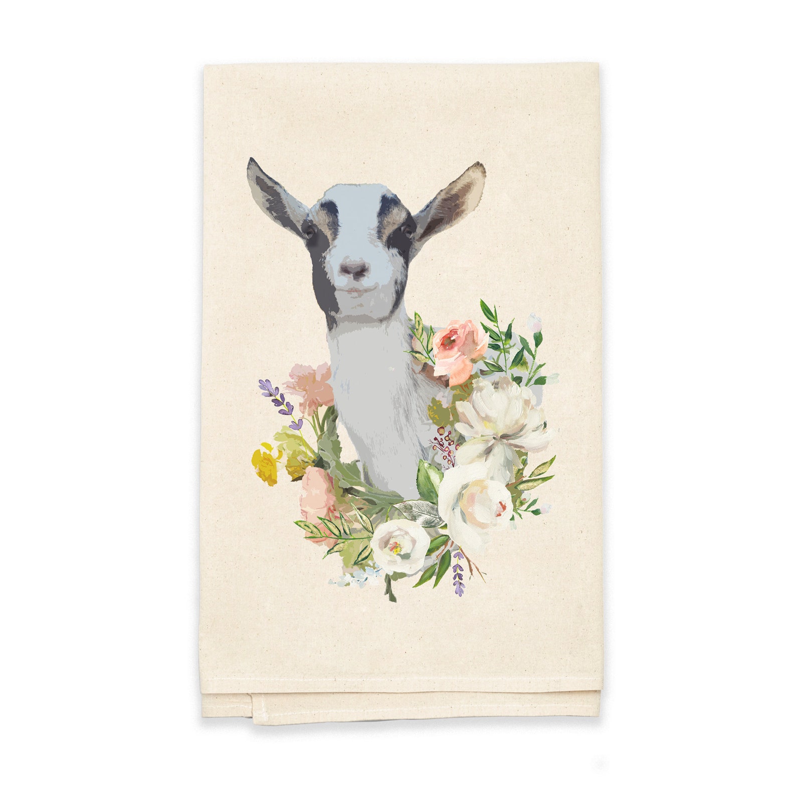 Goat Flour Sack Tea Towel - Nonbleached Tea Towel - Farm Animal Tea ...