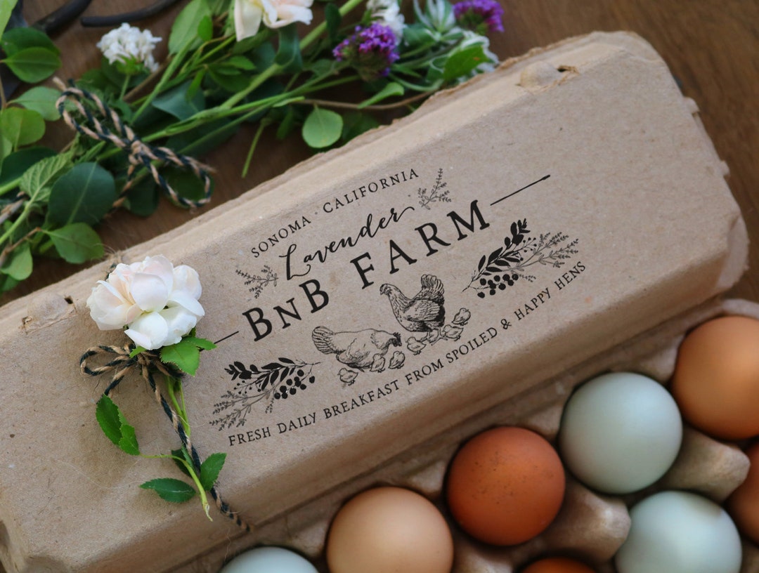 Custom Rubber Stamp - Egg Carton Stamp - Farm Stamp - Lavender Stamp ...