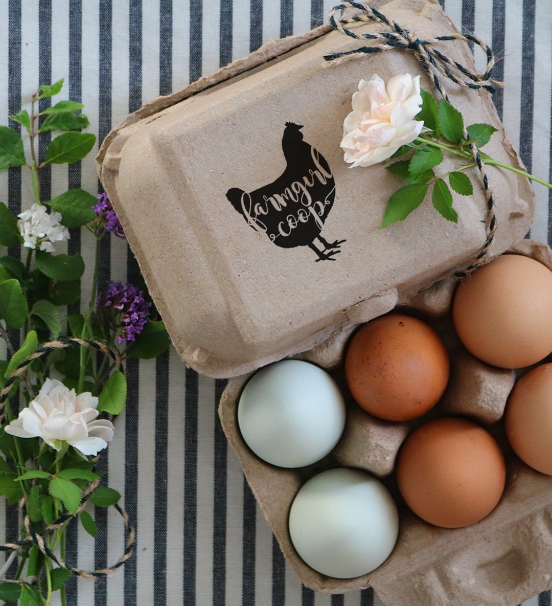 Chicken Rubber Stamp - Egg Carton Stamp - Farm Stamp - Fresh Chicken ...