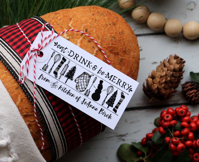 Eat Drink and Be Merry Christmas Baking Gift Tag Stamp | Etsy