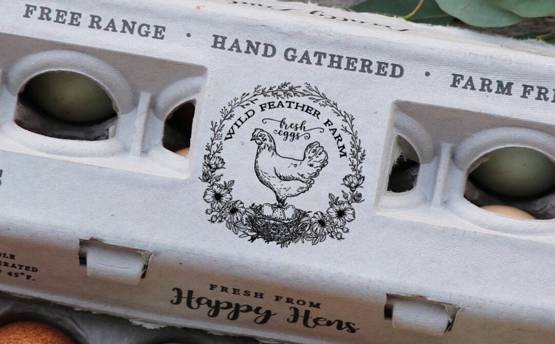 Floral Chicken Nest Rubber Stamp - Henlay Egg Carton Stamp - Farm Stamp ...