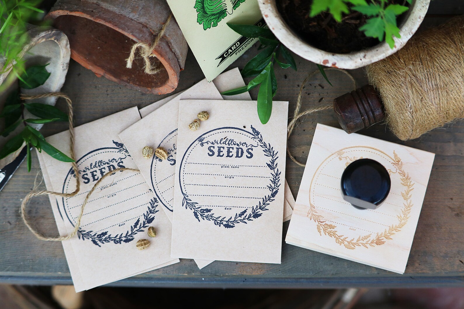 Wildflower Seed Packet Rubber Stamp - Garden Stamp - Seed Saving Stamp ...