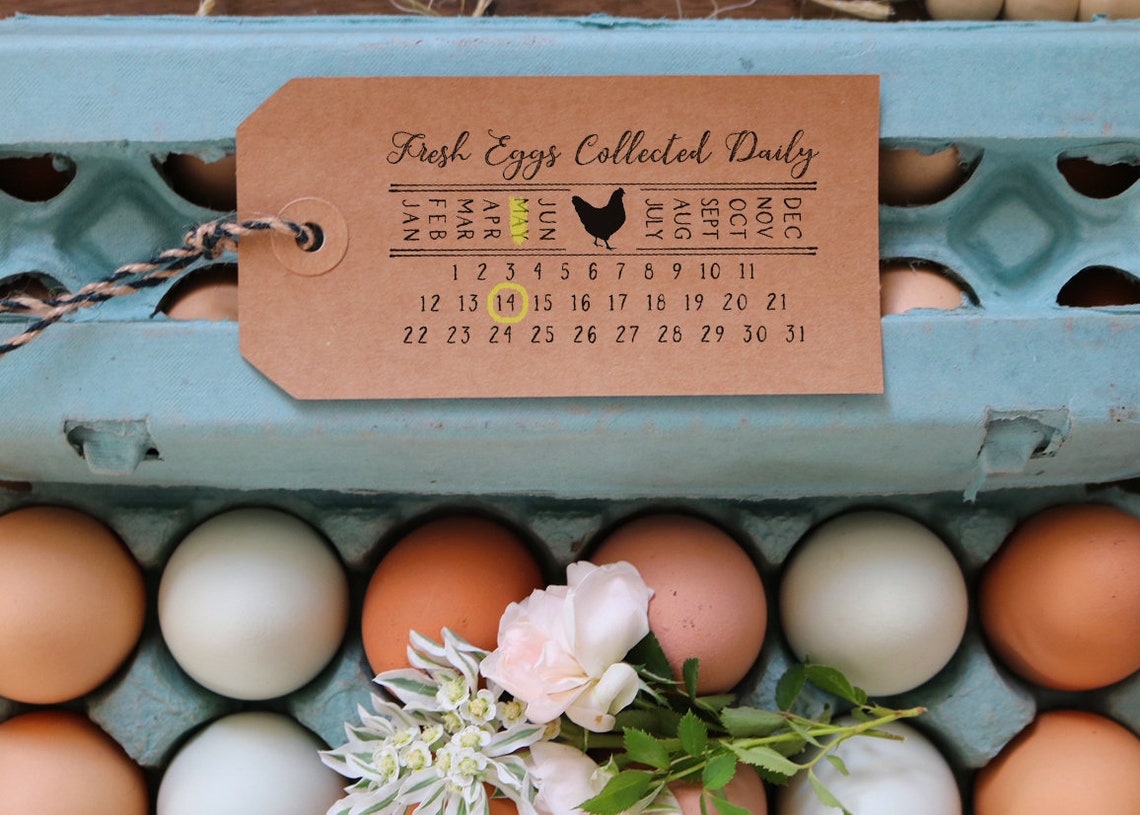Fresh Eggs Collected Date Stamp Chicken Eggs Date Gathered Etsy