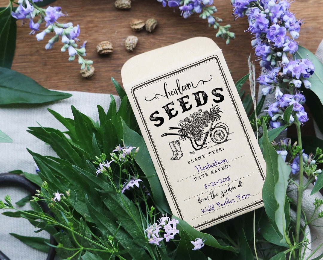 Heirloom Seed Packet Rubber Stamp - Garden Stamp - Seed Stamp - Custom ...