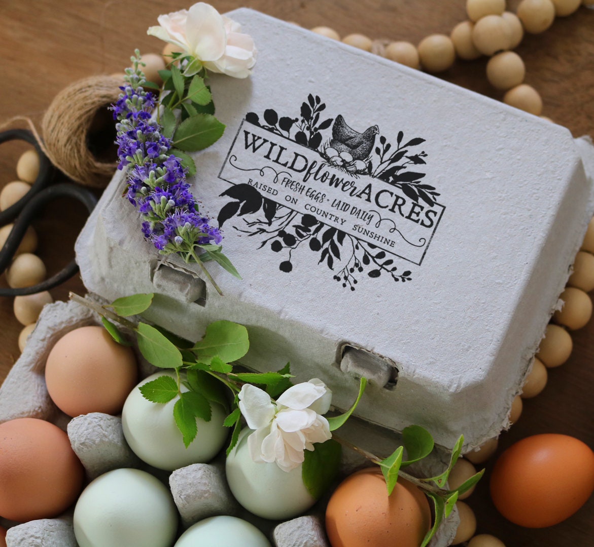 Custom Rubber Stamp Egg Carton Stamp Farm Stamp Fresh - Etsy