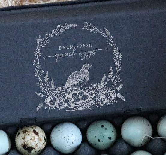 Quail Egg Carton Rubber Stamp - Quail Egg Stamps - Farm Stamp - Fresh ...