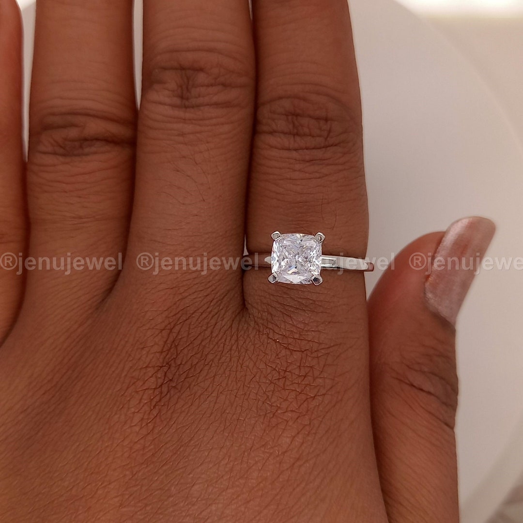 1.5 CT Cushion Cut Moissanite Engagement Ring Cushion Cut - Etsy
