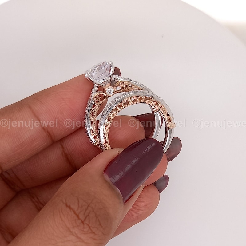 Two Tone Wedding Ring Set - Etsy