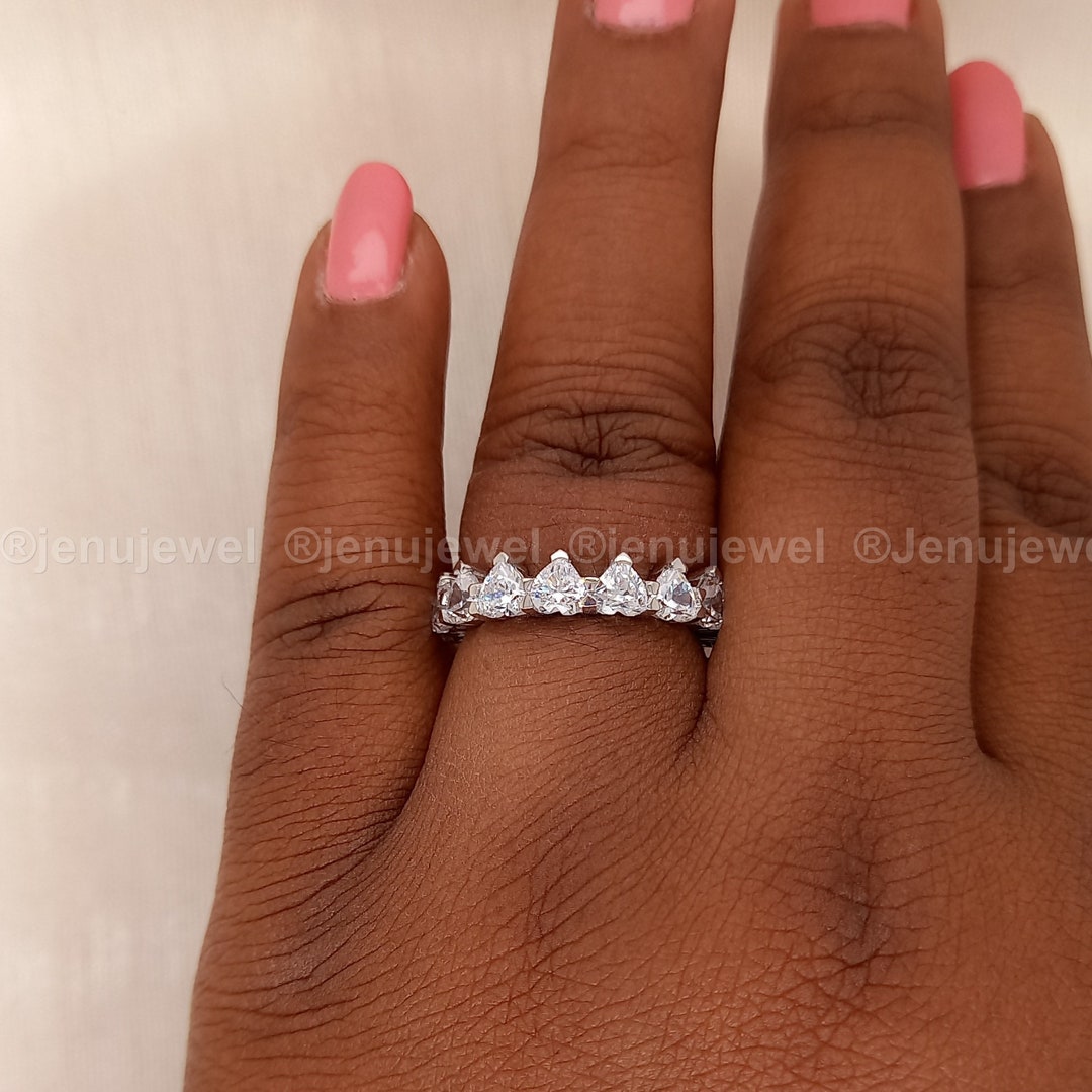 2.00 CT Heart Cut Simulated Diamond Wedding Band, 14K Solid White Gold ...