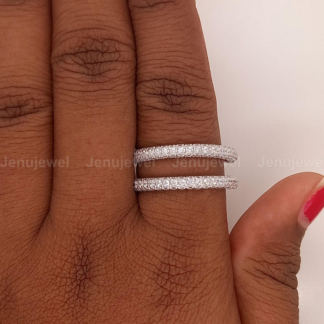 Enhancer Ring/ 14K White Gold Enhancer Wrap Guard Ring/ 1.00 CT Round ...