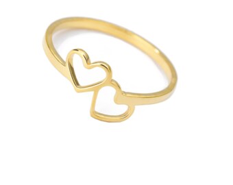 Twin Heart Ring - Etsy