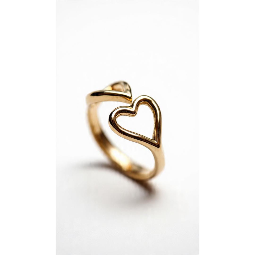 Brass Gold Heart Ring, Double Heart Shape Open Ring,open Heart Ring ...
