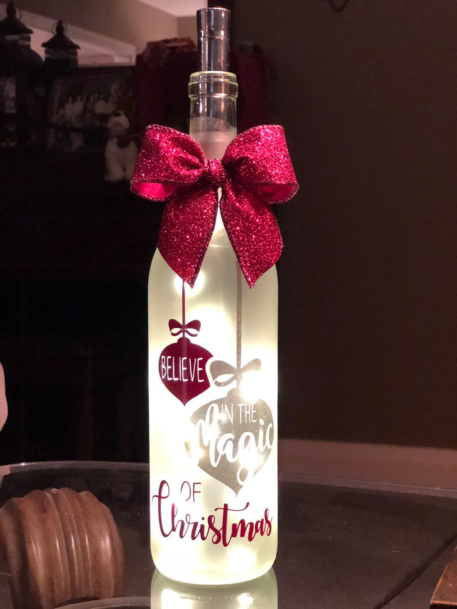 Christmas Lighted Wine Bottle - Etsy