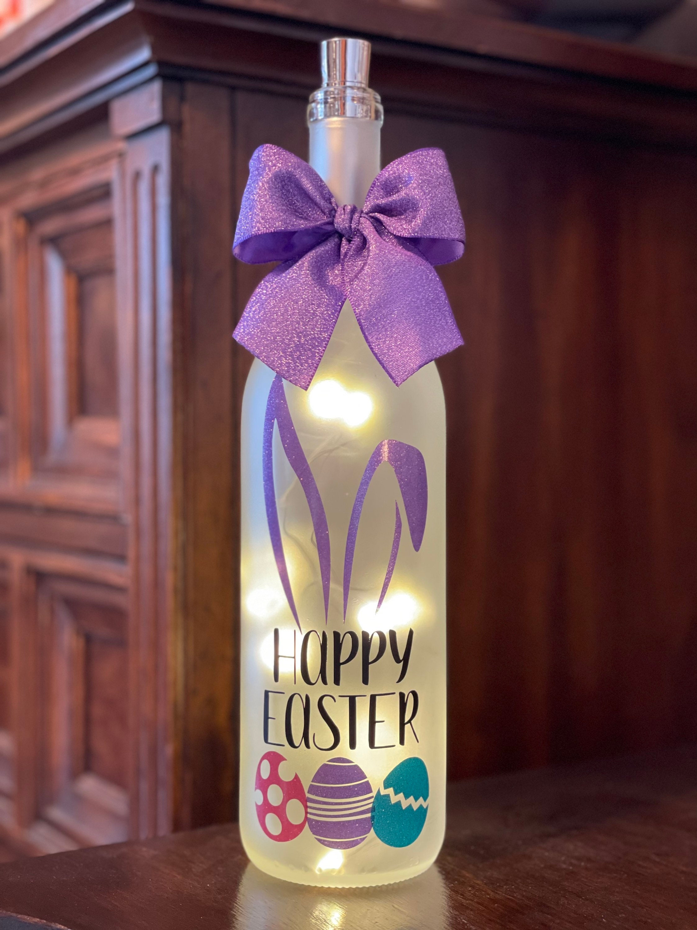 Happy Easter Lighted Wine Bottle - Etsy