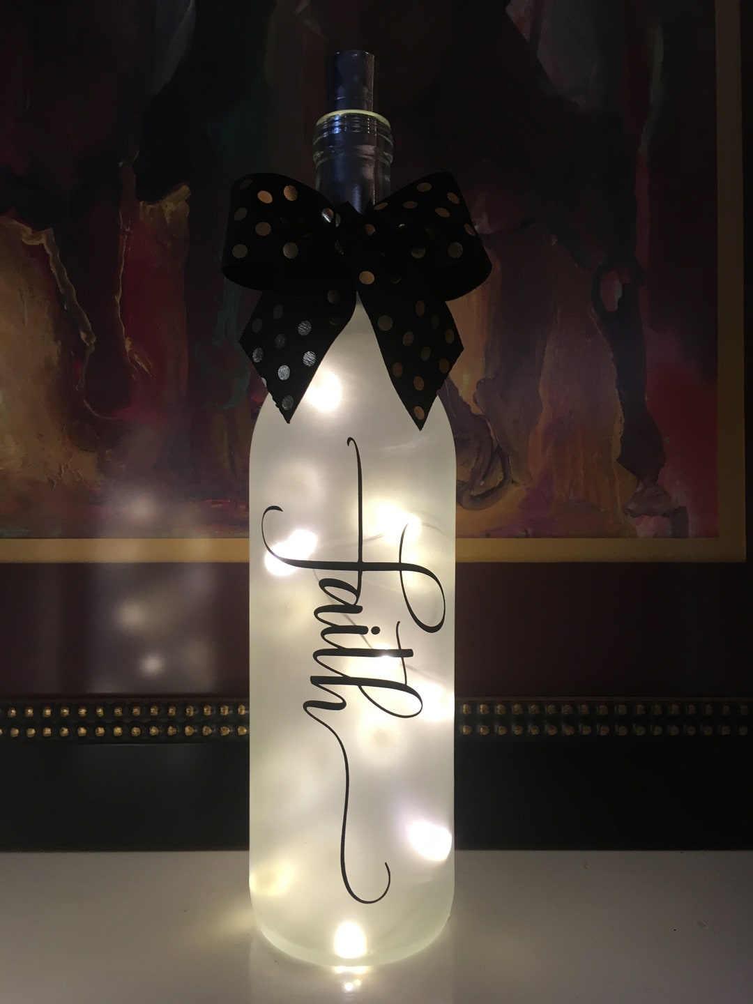 Faith Lighted Wine Bottle - Etsy