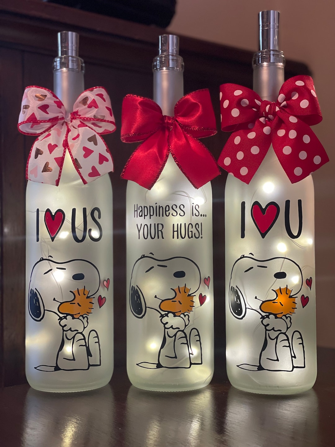 Snoopy Lighted Wine Bottle - Etsy
