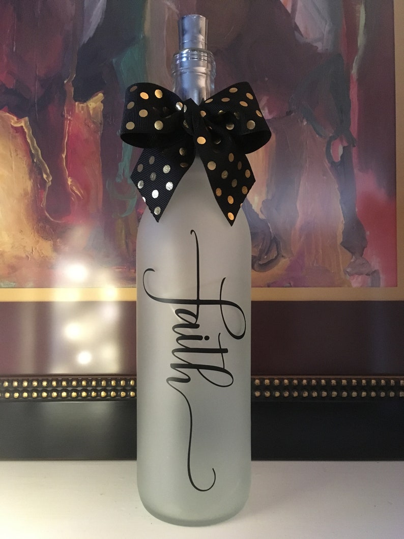 Faith Lighted Wine Bottle - Etsy