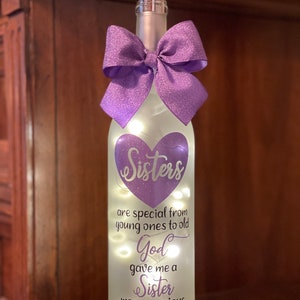 Sisters Lighted Wine Bottle - Etsy