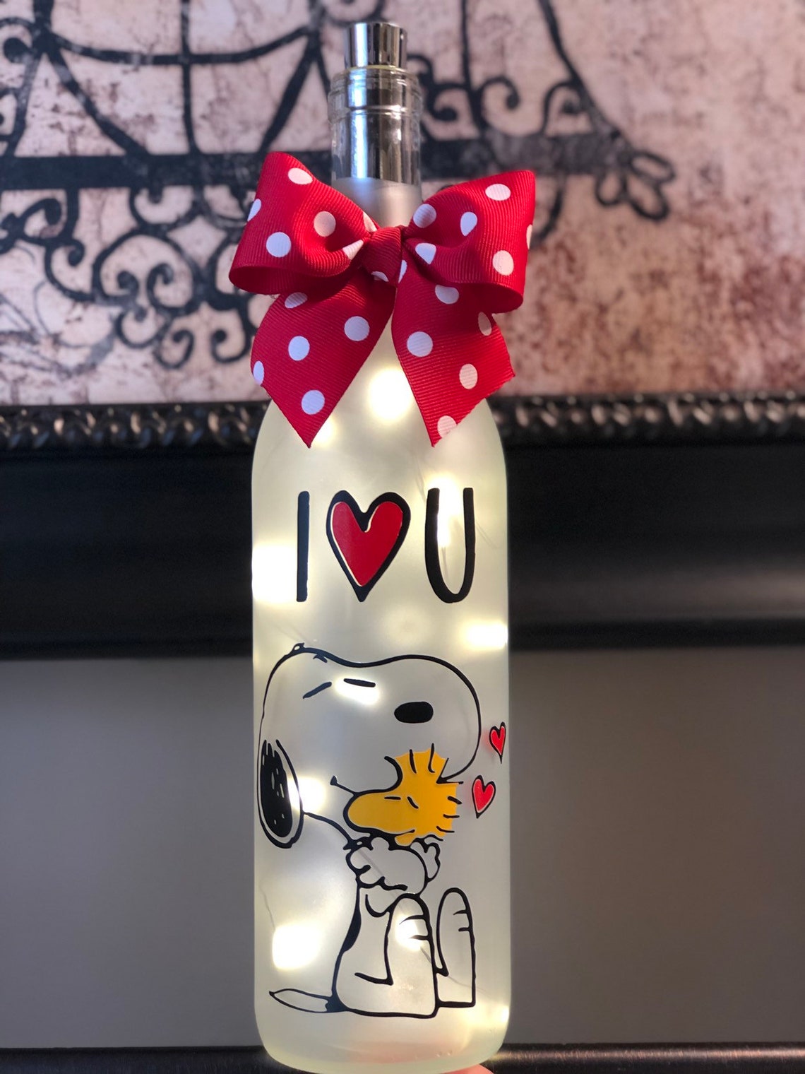 Snoopy Lighted Wine Bottle - Etsy