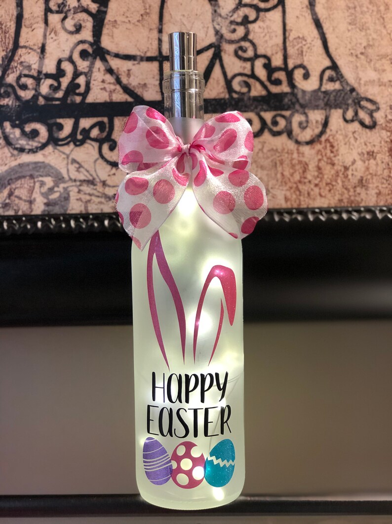 Happy Easter Lighted Wine Bottle - Etsy