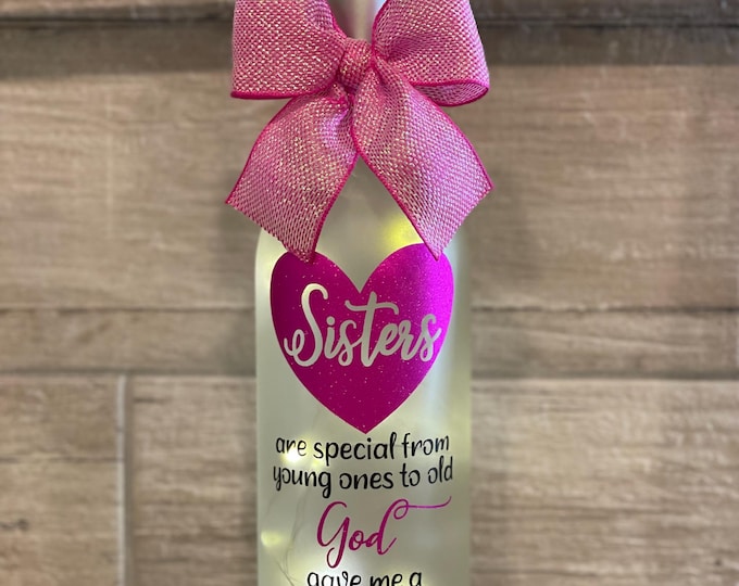 Sisters Lighted Wine Bottle - Etsy