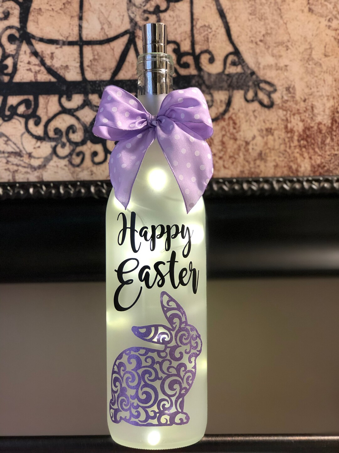 Happy Easter Lighted Wine Bottle - Etsy