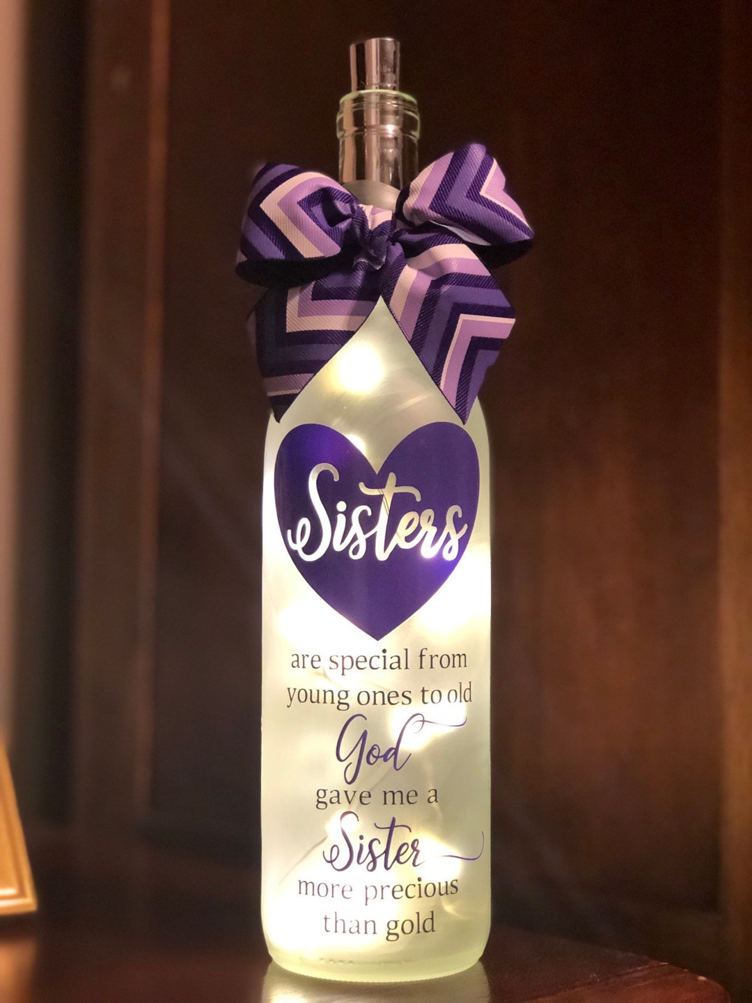 Sisters Lighted Wine Bottle - Etsy