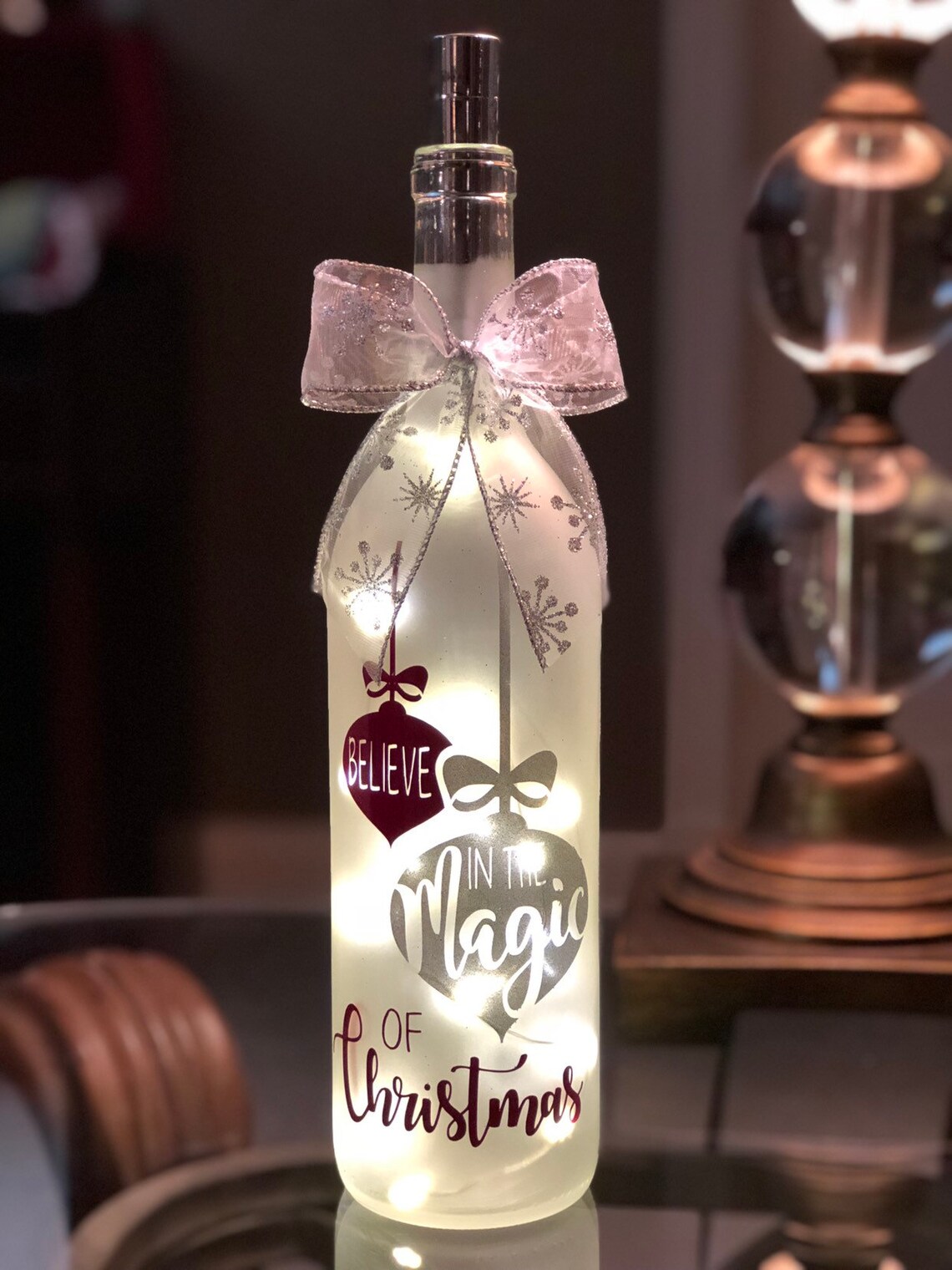 Christmas Lighted Wine Bottle - Etsy