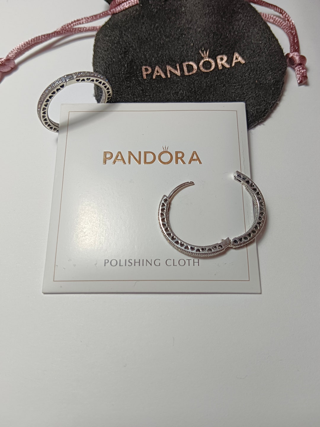 Large Pandora Hearts Sterling Silver Hoop Earrings 296319CZ - Etsy