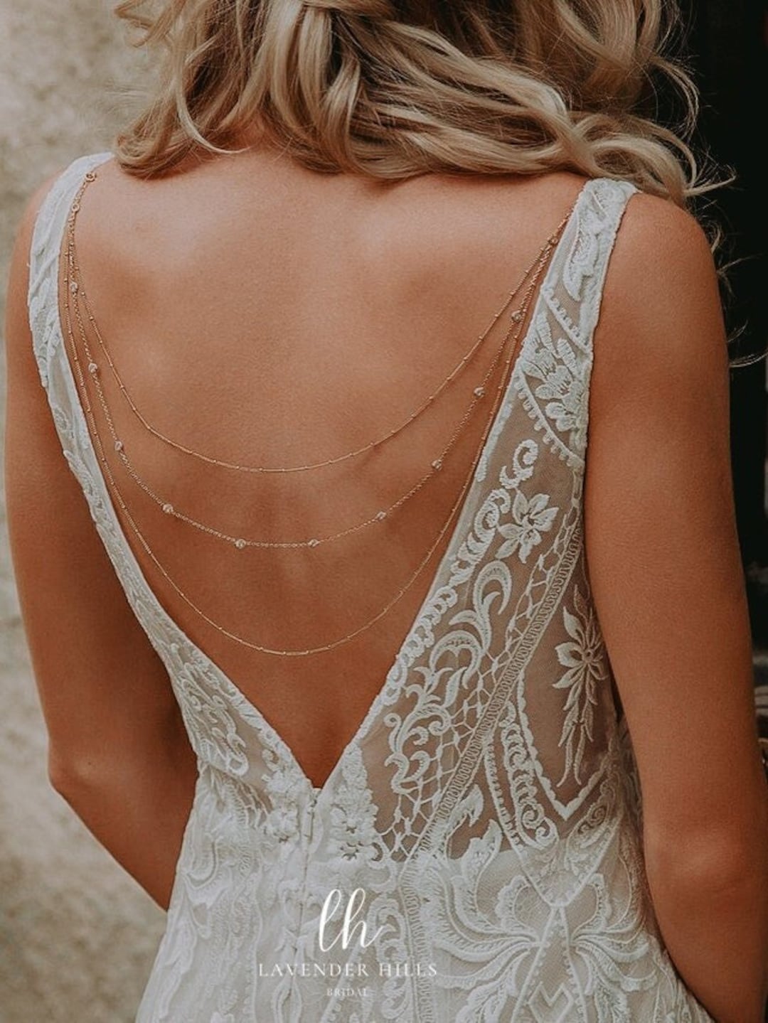 Gold Back Jewelry Clip, Wedding Jewelry, Back Dress Necklace Wedding ...