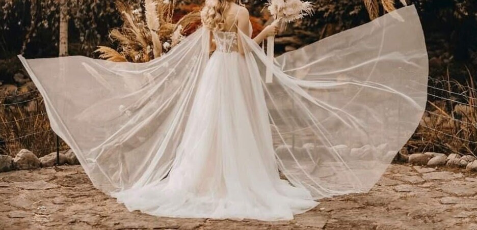 Adreienne Bridal Cape Wings, Veil Wings, Veil Cape Wedding Cape ...