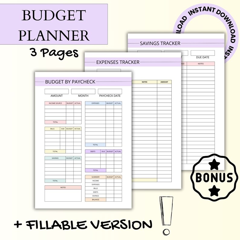 Paycheck Budget Planner, EDITABLE Budget by Paycheck Template, PDF ...