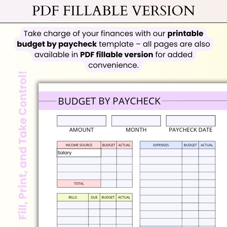 Paycheck Budget Planner, EDITABLE Budget by Paycheck Template, PDF ...