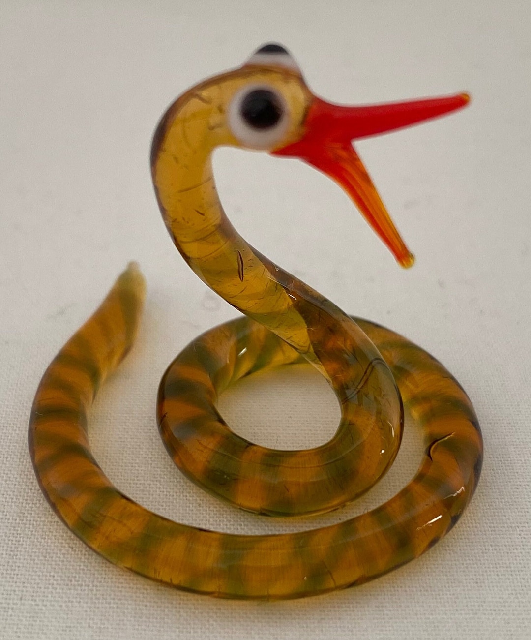 Wonderful Tiny Vintage 70's Little Murano Brown & Amber Striped Glass ...