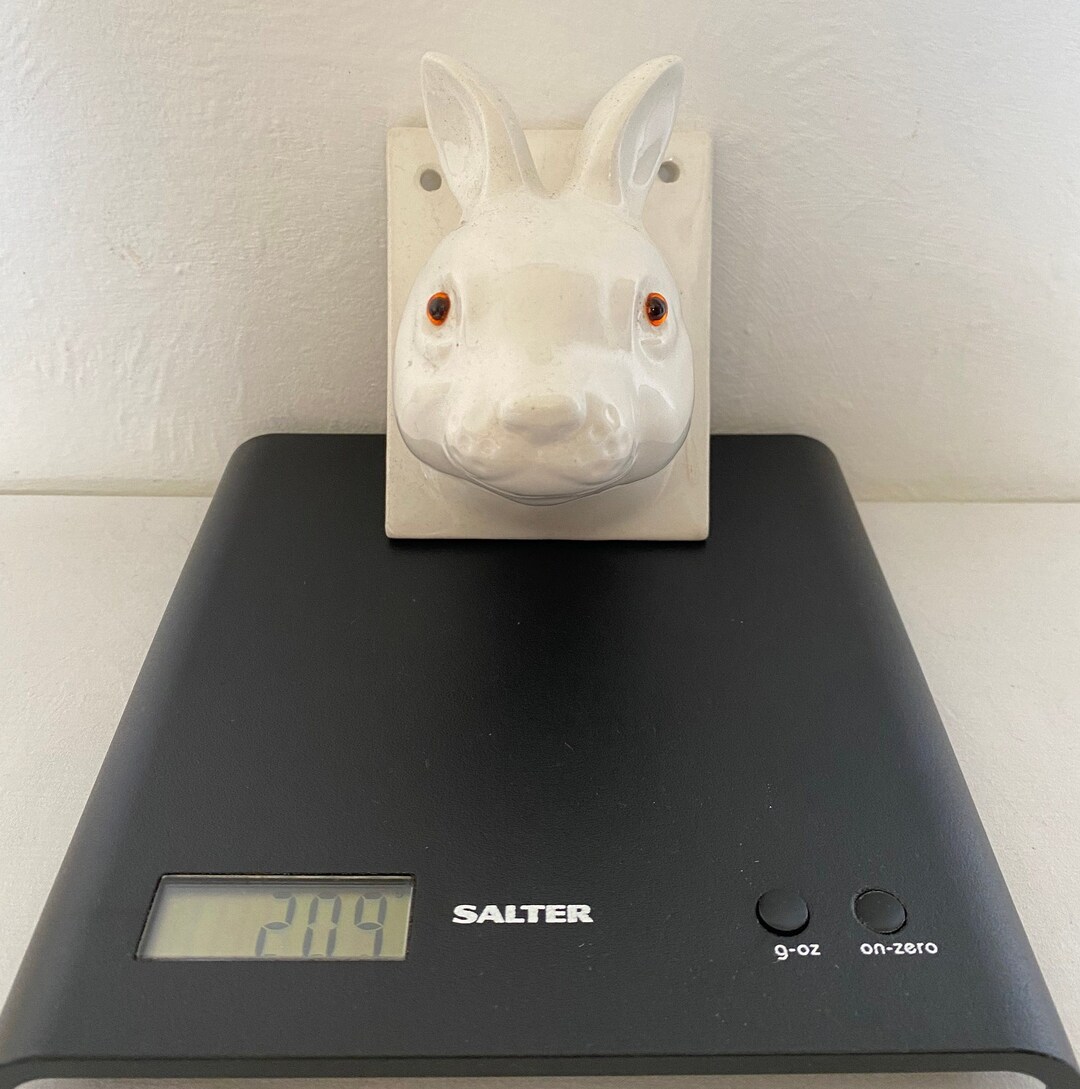 Wonderful Vintage 3D Wall Hanging Ceramic White Glazed Rabbit Head With ...