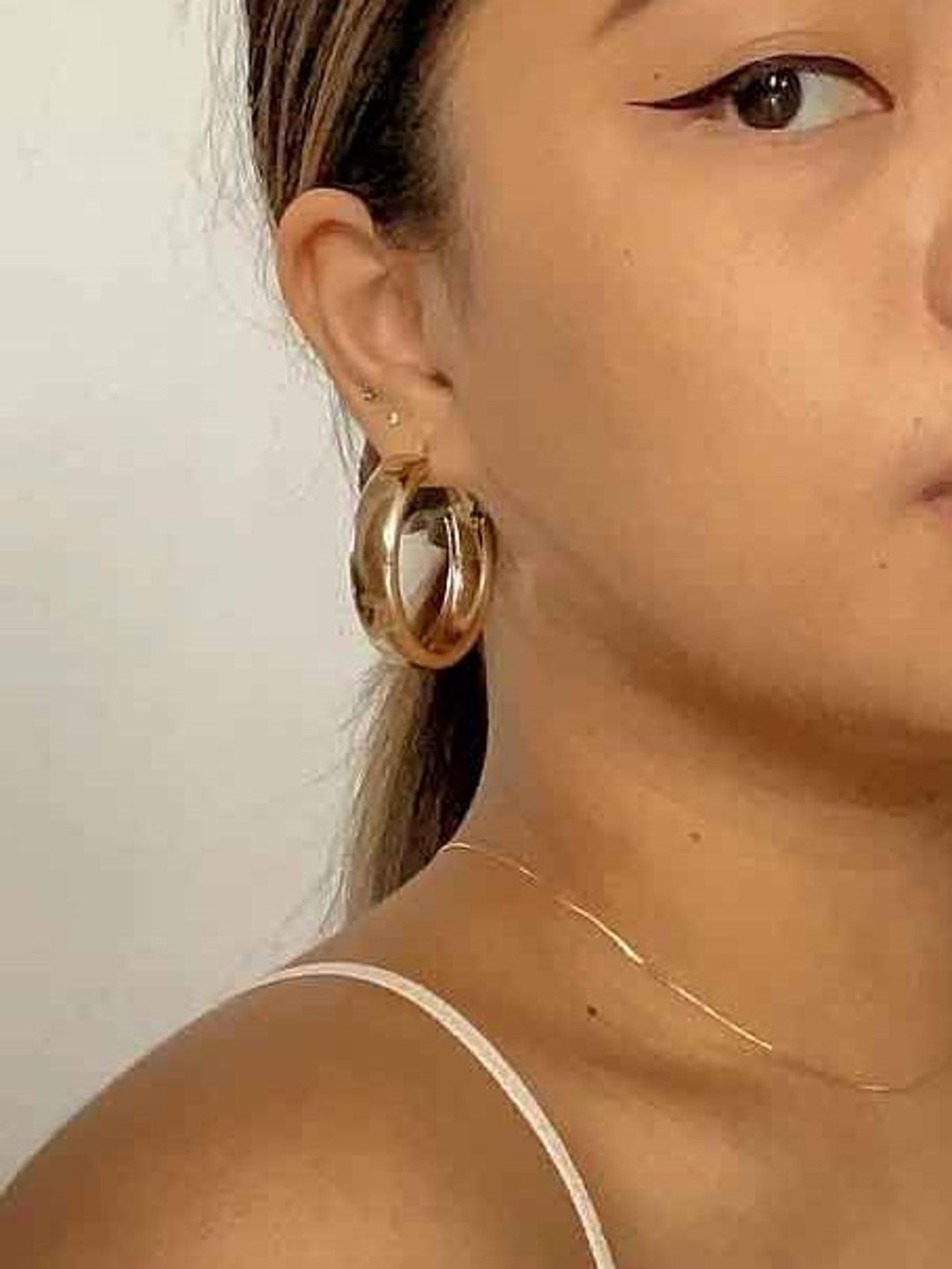Chunky Gold Hoops, Gold Thick Hoops, Big Gold Hoops, Thick Gold Hoops ...