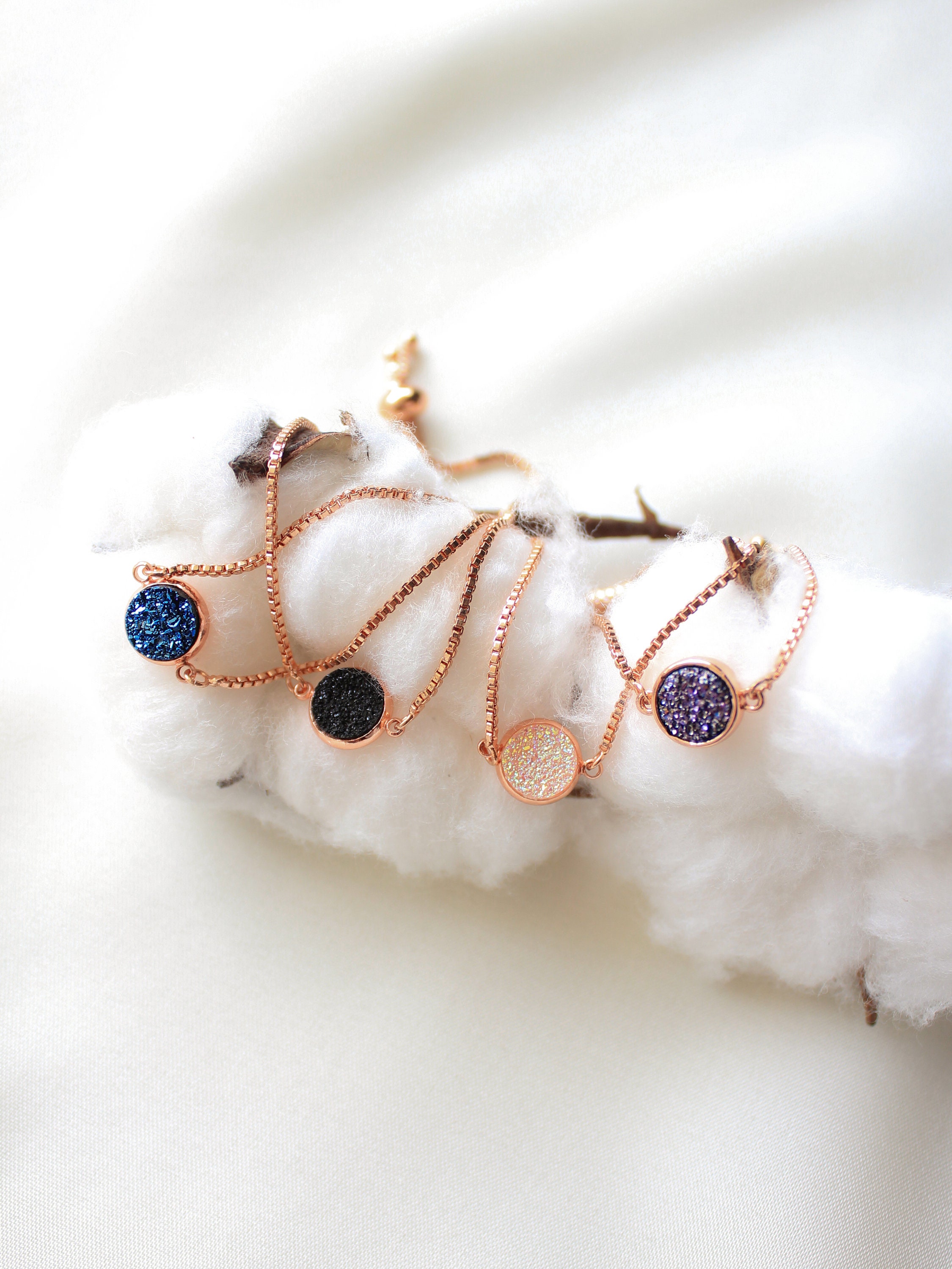 Druzy bracelets black druzy jewelry faux druzy raw stone | Etsy