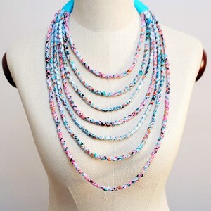 Long Colorful Rope Fabric Necklace Bright Boho Textile - Etsy