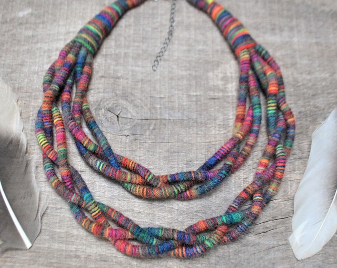 Hand Woven Colorful Rope Necklace Braided Multicolor - Etsy