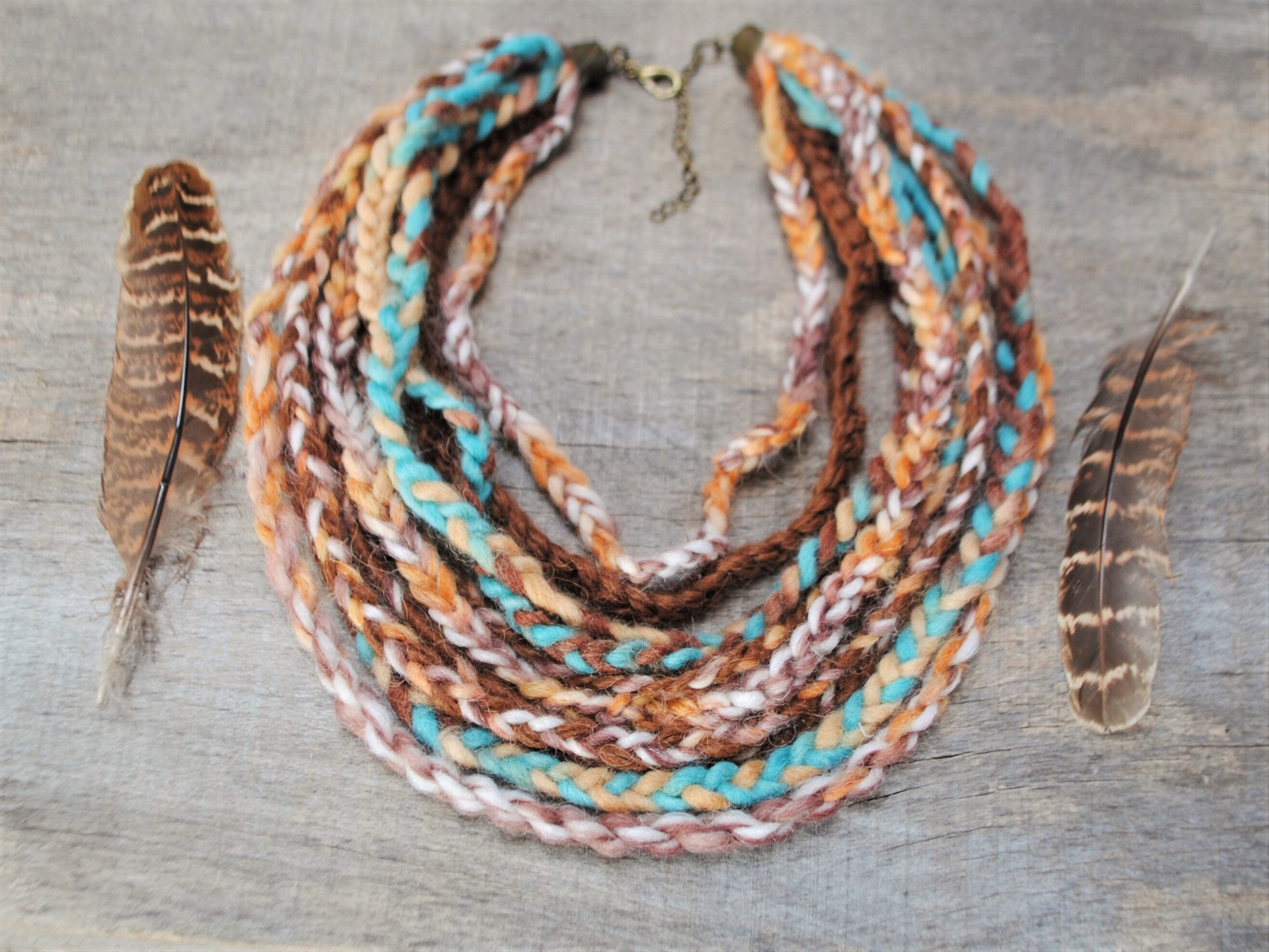 Braided soft yarn necklace statement textile necklace chunky | Etsy