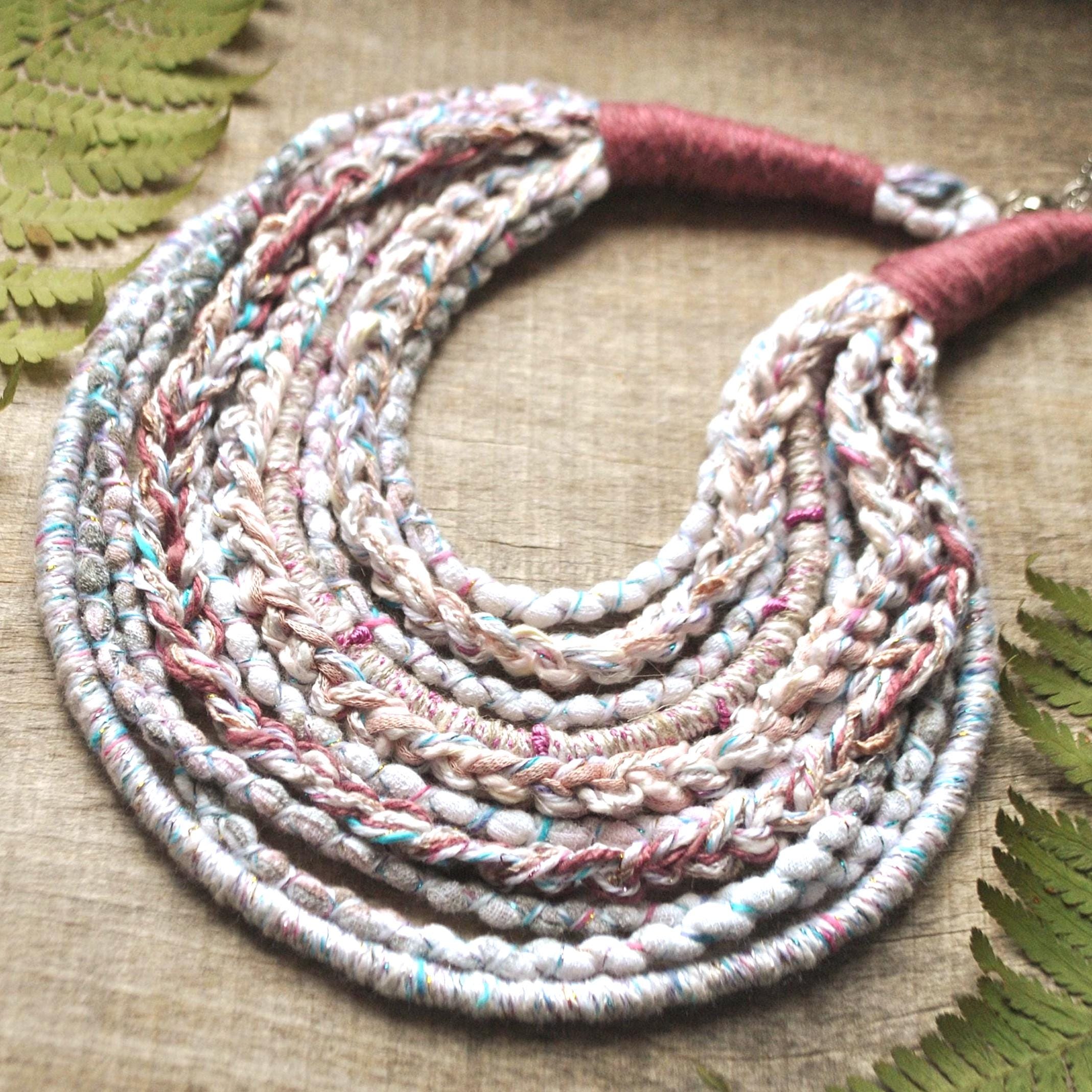Layered Fabric Bohemian Necklace for Women, Woven Bohemian Collar ...