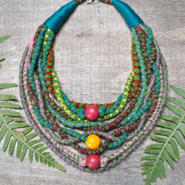 Fabric Bead Necklace - Etsy